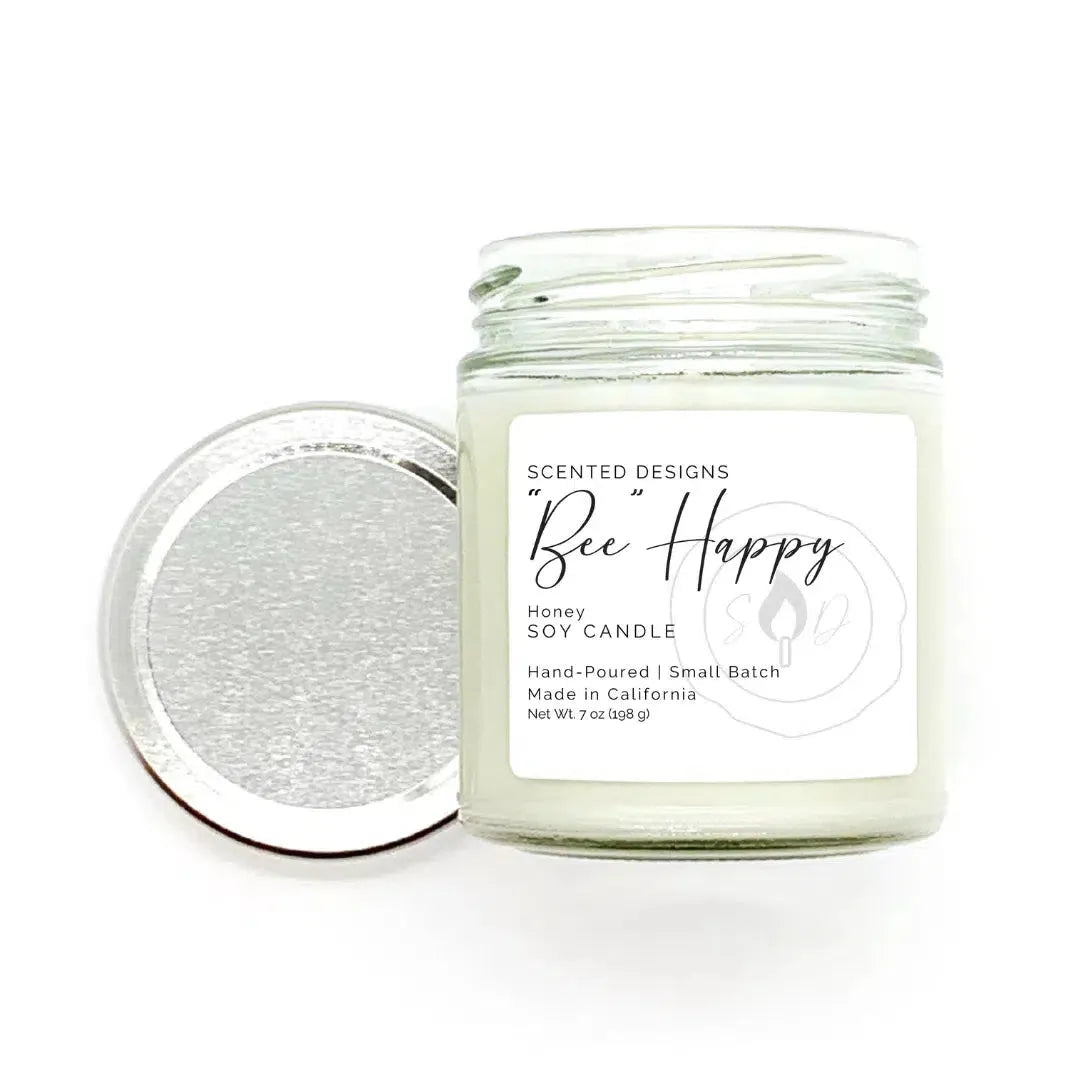 "Bee" Happy Soy Candle - Honey Scented Candle | Scented Designs ...